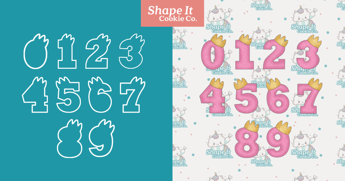 Crown Numbers Cookie Cutter Set - Shape It Cookie Co.